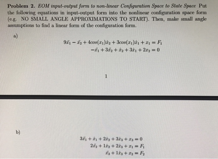 EOM input-output form to non-linear Configuration | Chegg.com