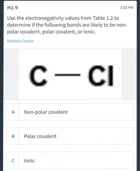 Solved Use the electronegativity values from Table 1.2 to | Chegg.com