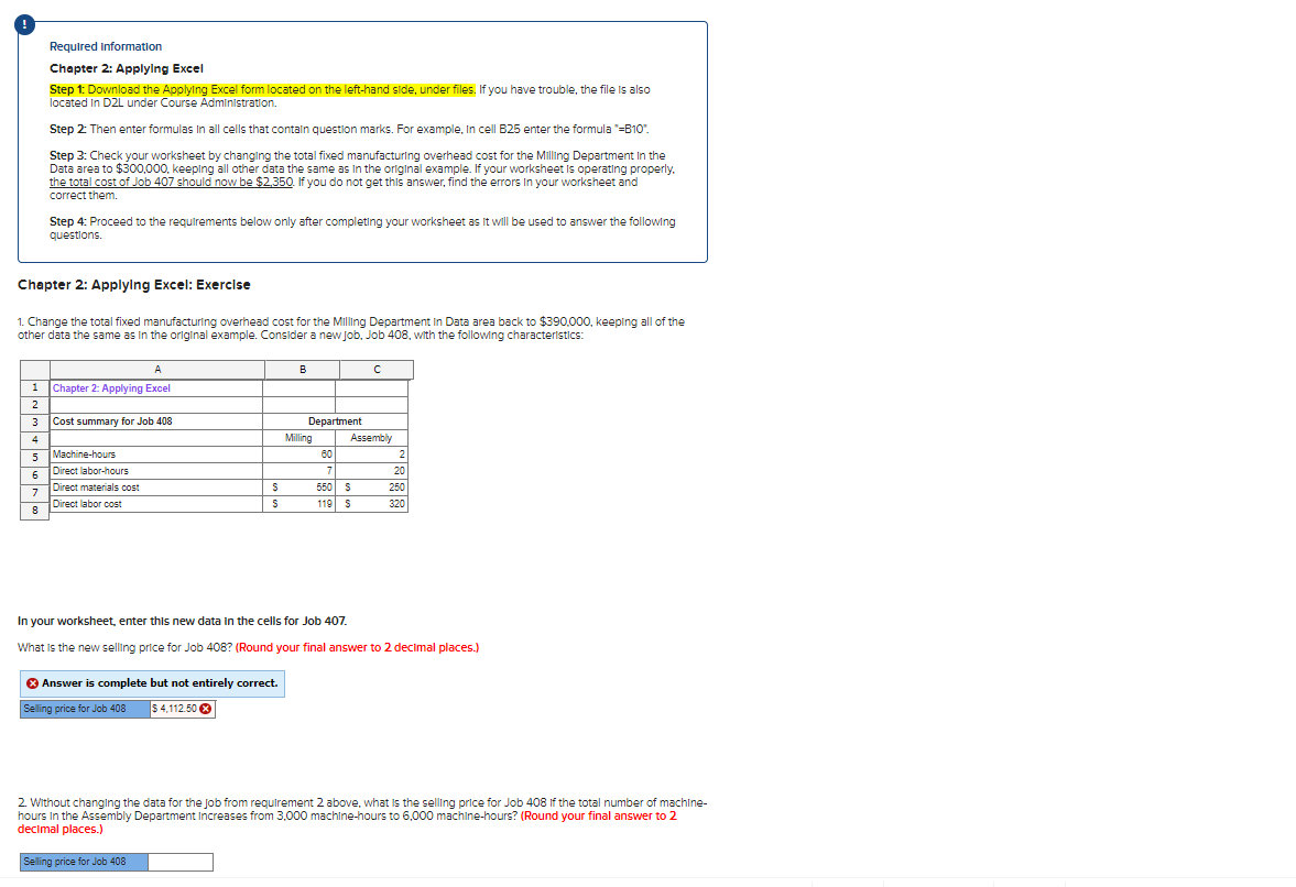 Solved Required information Chapter 2: Applying Excel Step t | Chegg.com