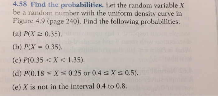 Solved 4.58 Find the probabilities. Let the random variable | Chegg.com