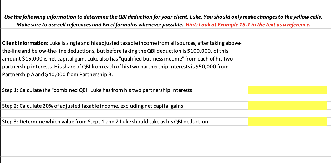 Solved Use the following information to determine the QBI | Chegg.com