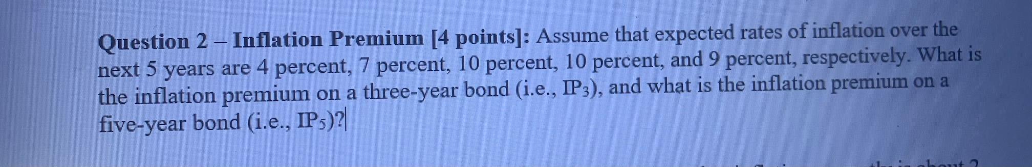 Solved Question 2-Inflation Premium [4 points]: Assume that | Chegg.com