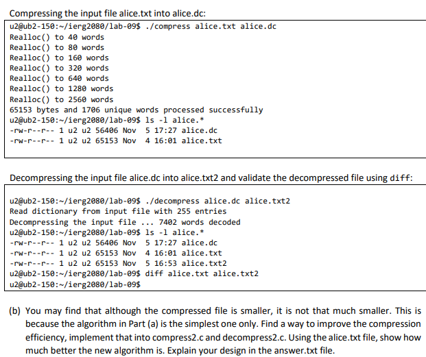 Simple Dictionary-based Text Compression (Bonus | Chegg.com