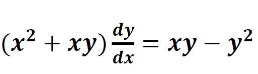 Solved (x2+xy)dxdy=xy−y2 | Chegg.com