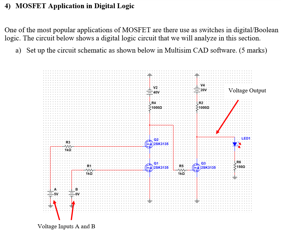 Solved 4) MOSFET Application in Digital Logic One of the | Chegg.com