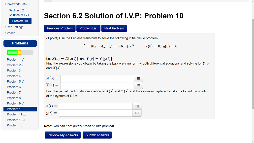 Solved Homework Sets Section 6.2 Solution of I.V.P Section | Chegg.com