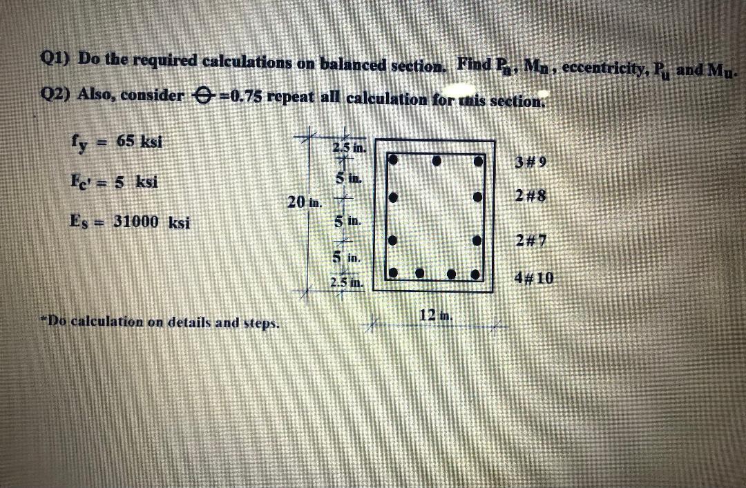 Q1) Do the required calculations on balanced section. | Chegg.com