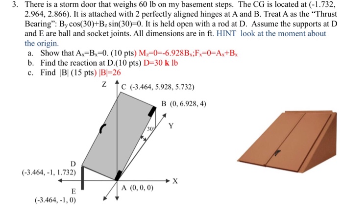 Solved Statics: 3D rigid bodies in equilibrium, free body | Chegg.com