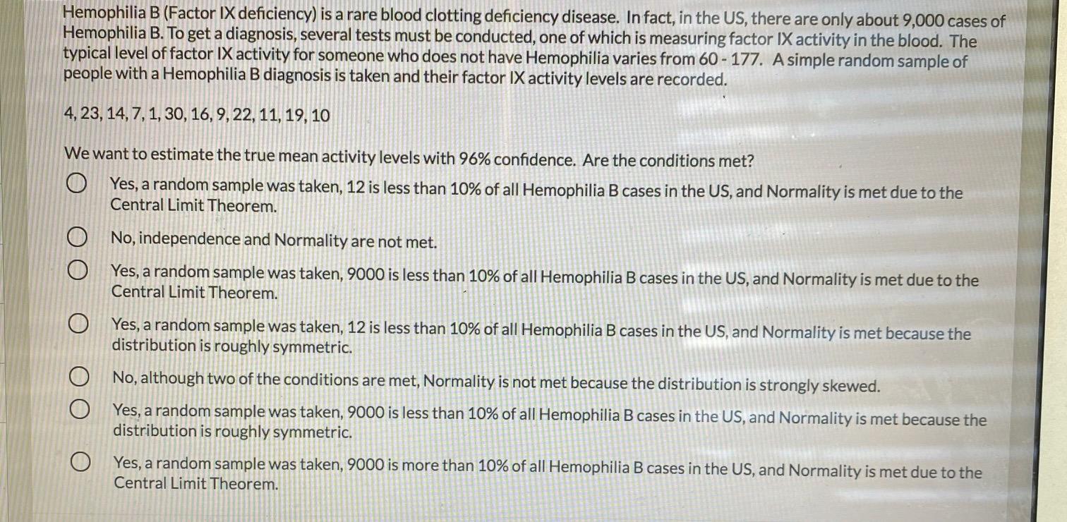 Solved Hemophilia B (Factor IX deficiency) is a rare blood | Chegg.com