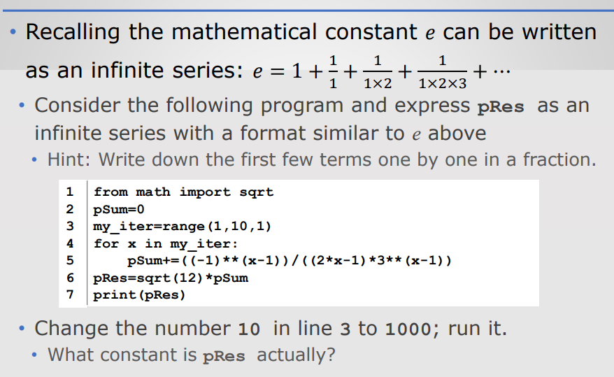 Solved Recalling the mathematical constant e can be written | Chegg.com