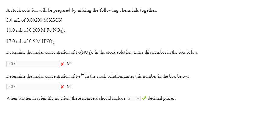 Solved A stock solution will be prepared by mixing the | Chegg.com