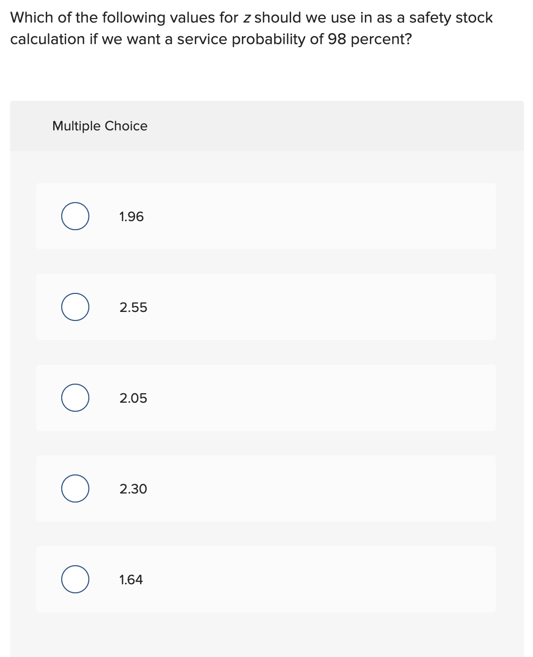 Solved Which of the following values for \( ﻿z \) ﻿should we | Chegg.com