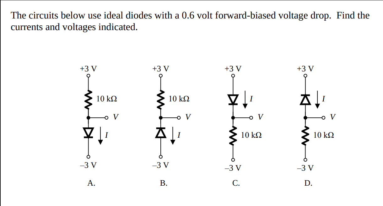 Solved The circuits below use ideal diodes with a 0.6 volt | Chegg.com
