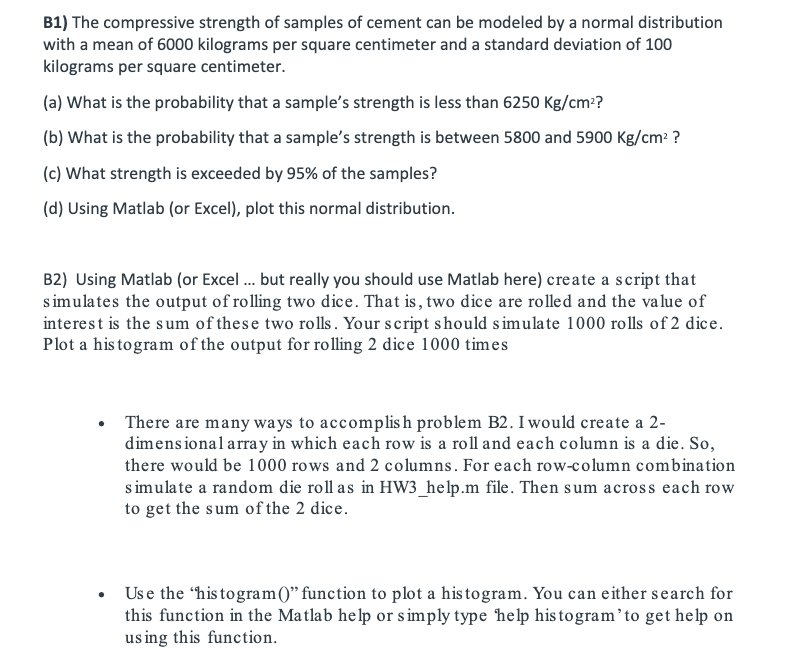 Solved B1) ﻿The compressive strength of samples of cement | Chegg.com