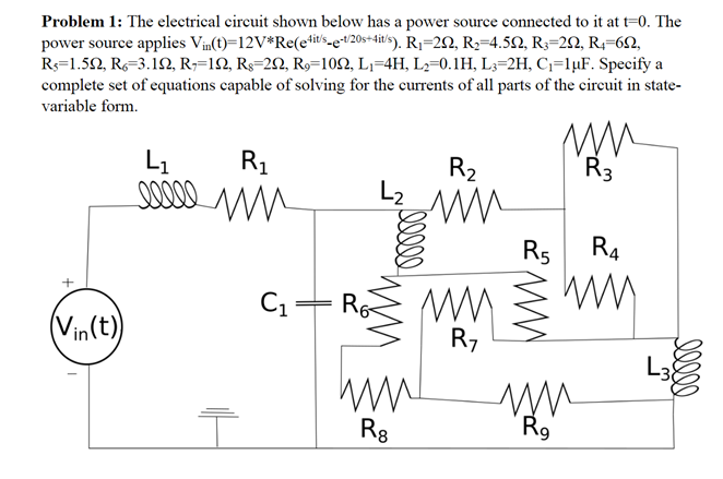 Solved Problem 1: The electrical circuit shown below has a | Chegg.com