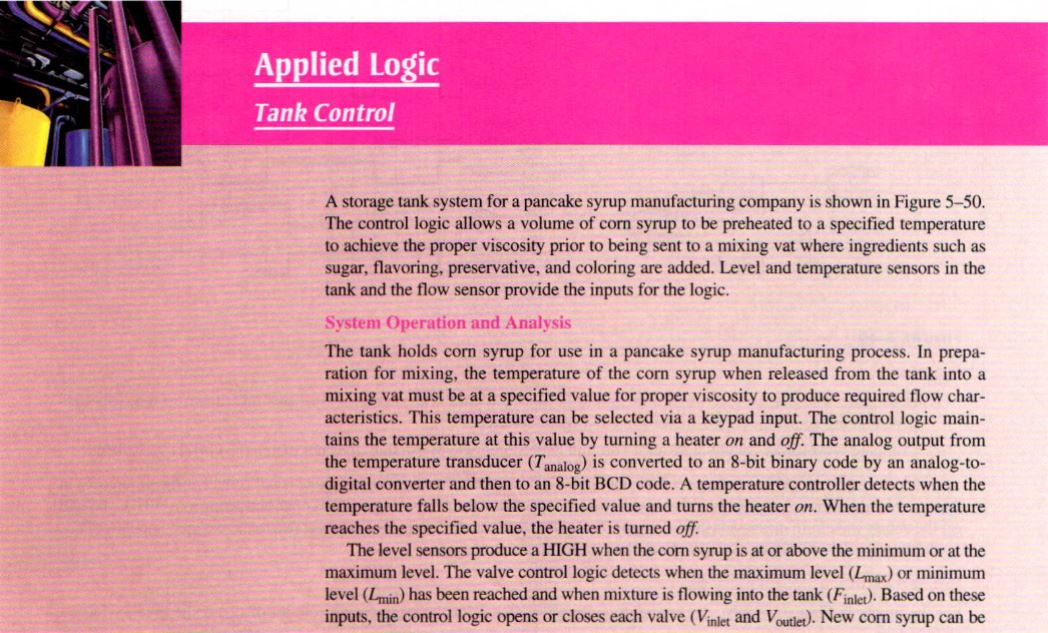 Solved Applied Logic Tank Control A storage tank system for | Chegg.com