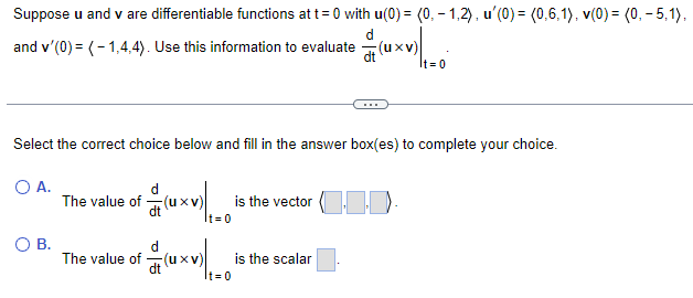 Solved Suppose u and v are differentiable functions at t=0 | Chegg.com