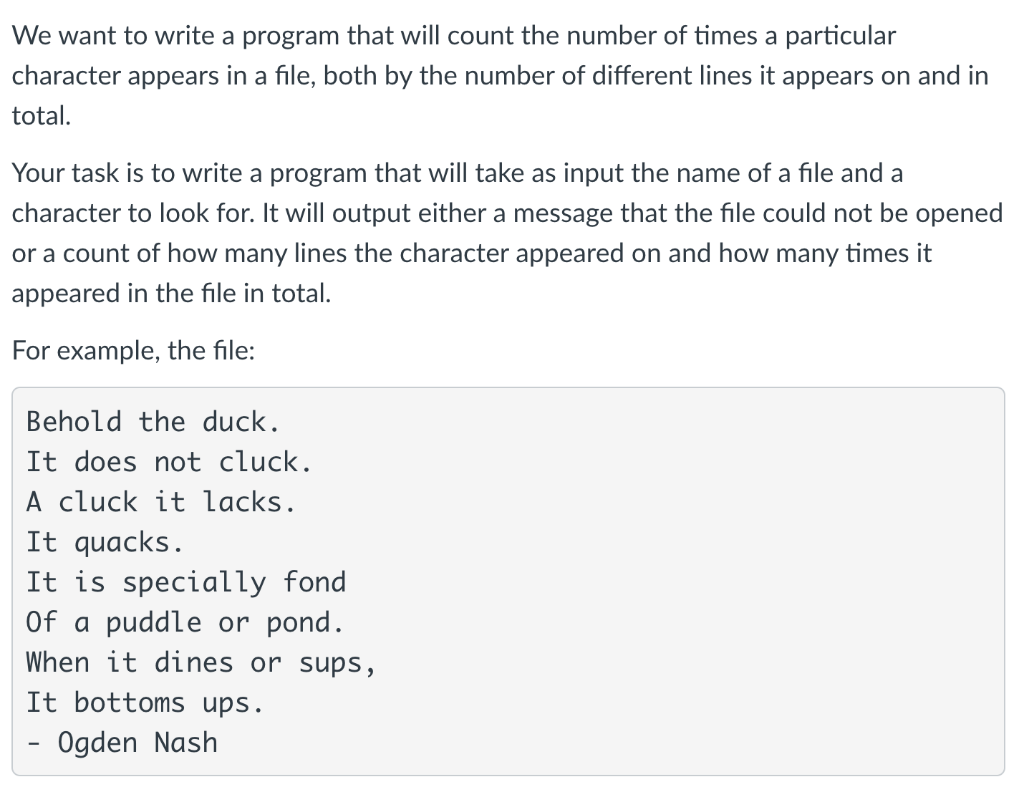 Solved We want to write a program that will count the number | Chegg.com