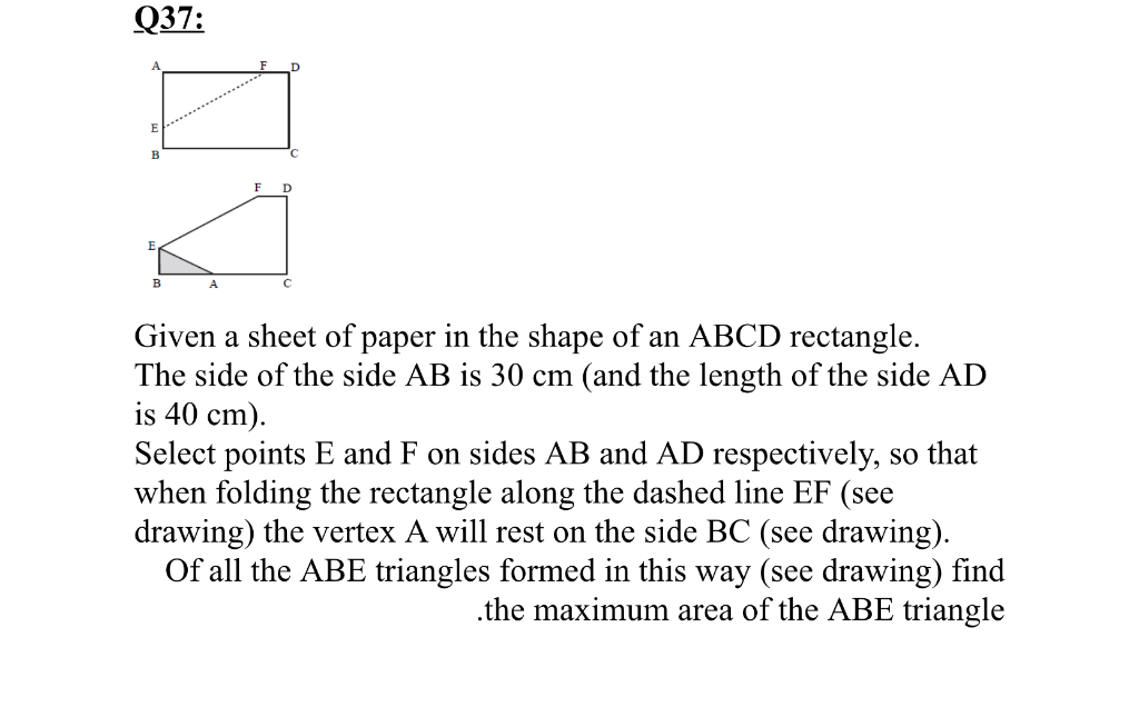 Solved Q37: E B B Given a sheet of paper in the shape of an | Chegg.com