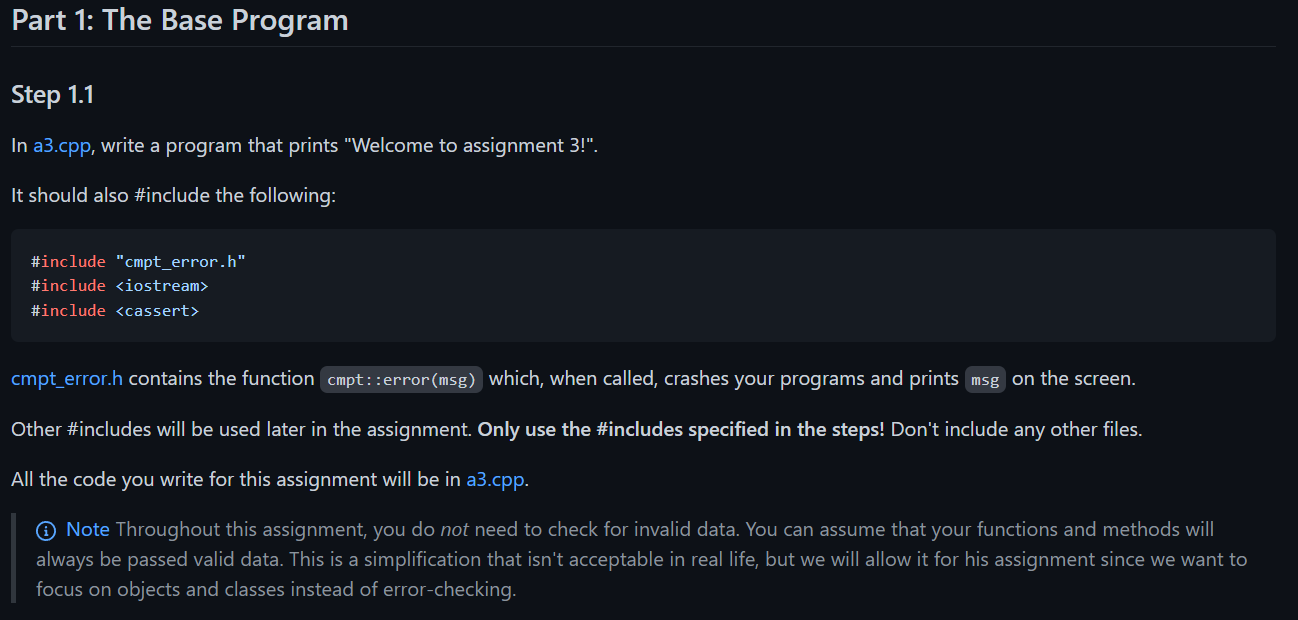 Solved Part 1: The Base Program Step 1.1 In a3.cpp, write a | Chegg.com