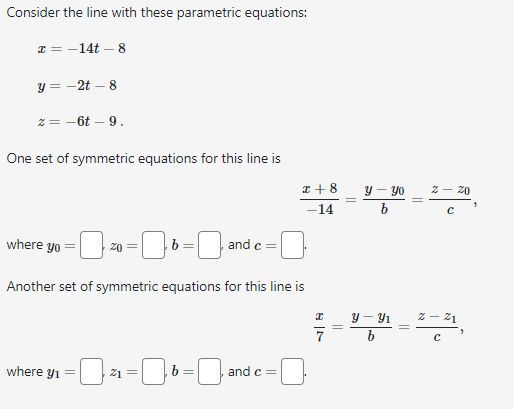 Solved Consider the line with these parametric equations: | Chegg.com
