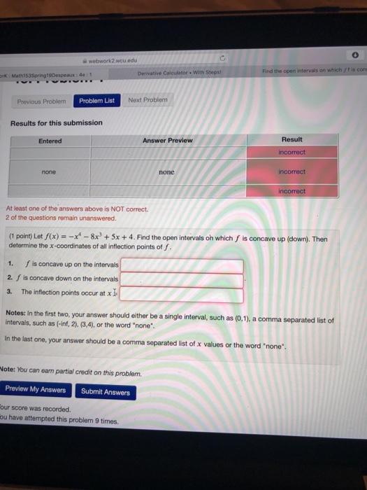 Solved webwork2 wcu.edu Derivative Calculator With Steps! | Chegg.com
