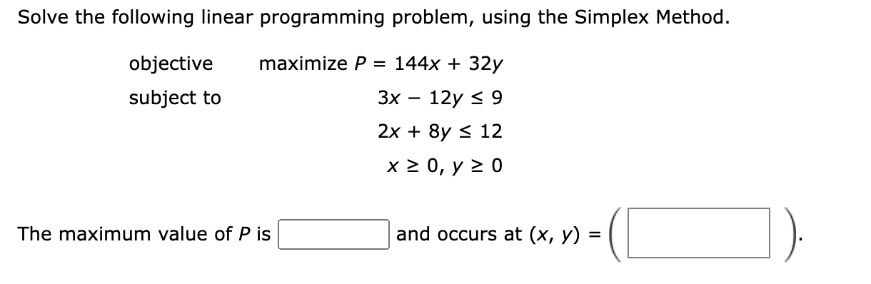 Solved Solve the following linear programming problem, using | Chegg.com