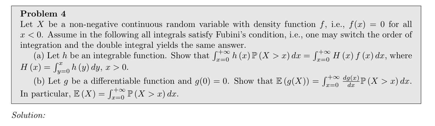 Solved Problem 4 Let X be a non-negative continuous random | Chegg.com