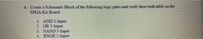 Solved A. Create a Schematic Block of the following logic | Chegg.com