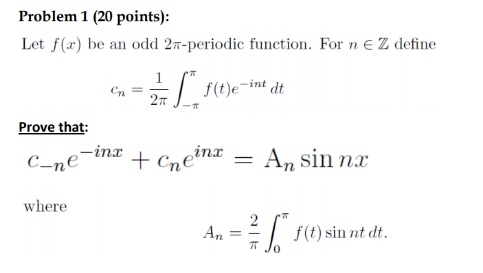 Solved Problem 1 (20 points): Let f(x) be an odd 27-periodic | Chegg.com