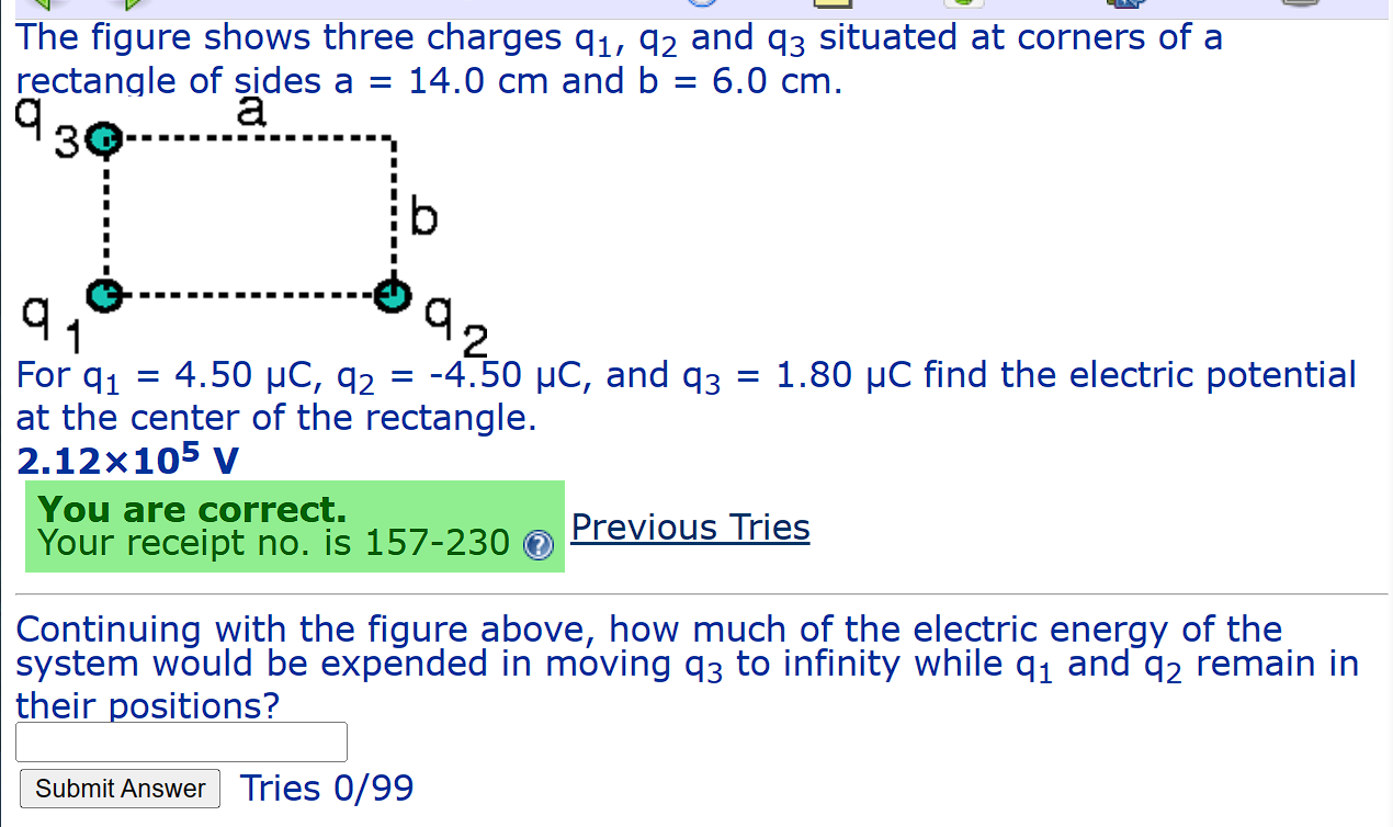 Solved The figure shows three charges q1,q2 and q3 situated | Chegg.com