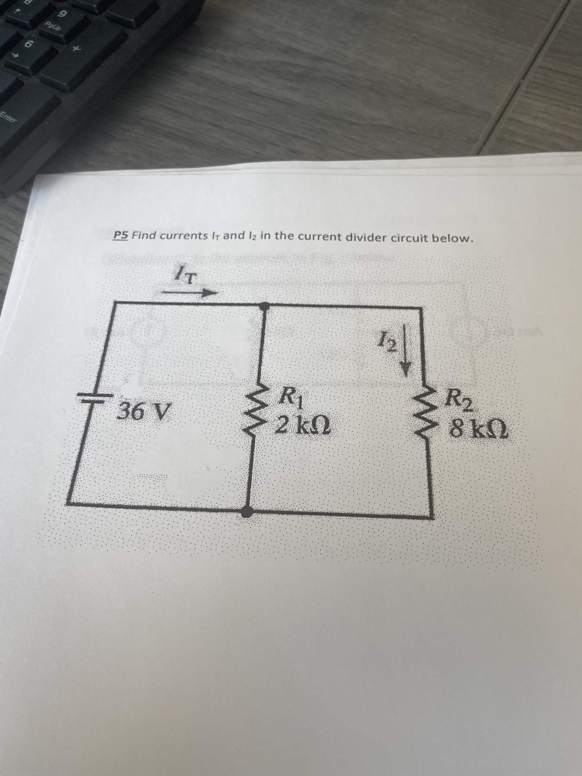 Solved P5 Find currents IT and I2 in the current divider | Chegg.com
