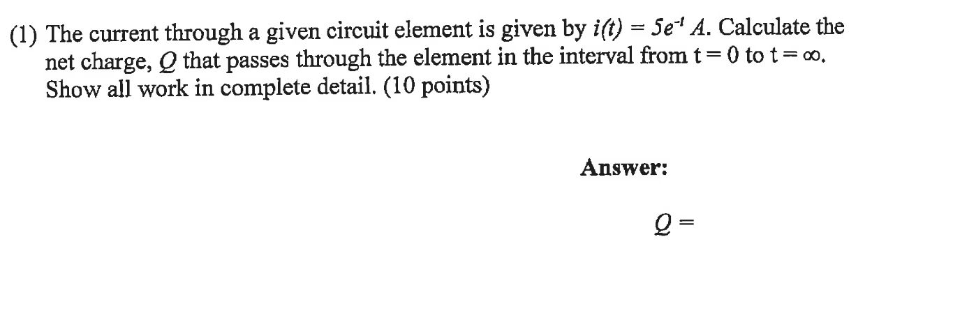 Solved (1) ﻿The current through a given circuit element is | Chegg.com