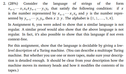 Solved 2. (28\%) Consider the language of strings of the | Chegg.com