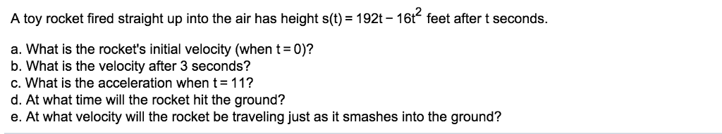 Solved A toy rocket fired straight up into the air has | Chegg.com