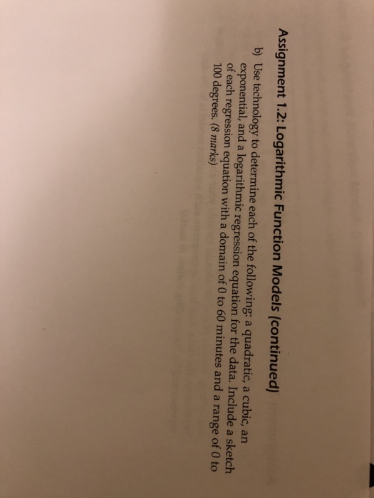 Solved Assignment 1.2: Logarithmic Function Models | Chegg.com