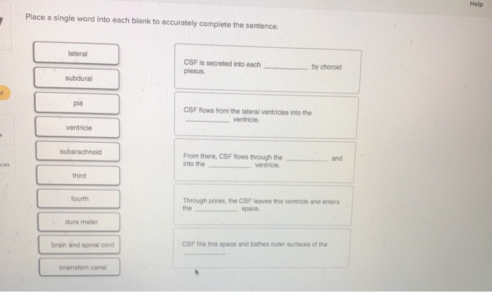 Solved Help Place a single word into each blank to | Chegg.com