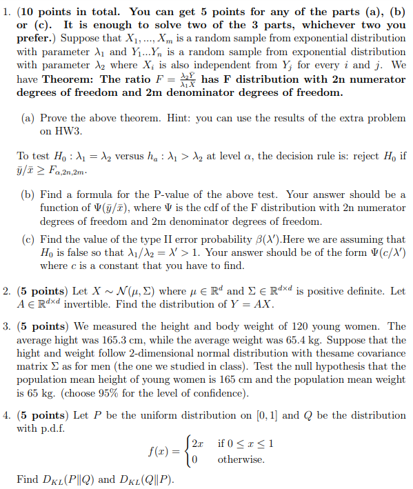 Solved 1. (10 points in total. You can get 5 points for any | Chegg.com