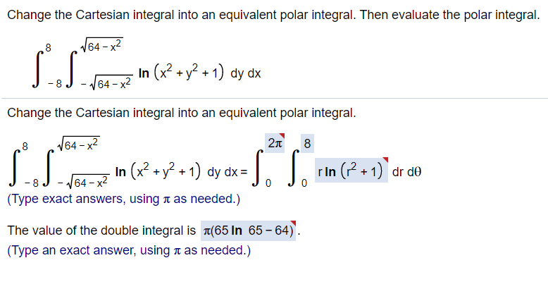 Solved Change the Cartesian integral into an equivalent | Chegg.com