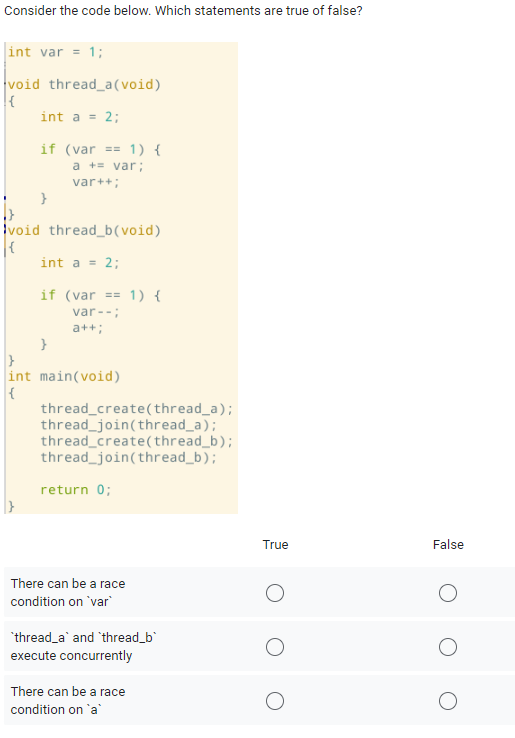 Solved Consider the code below. Which statements are true of | Chegg.com