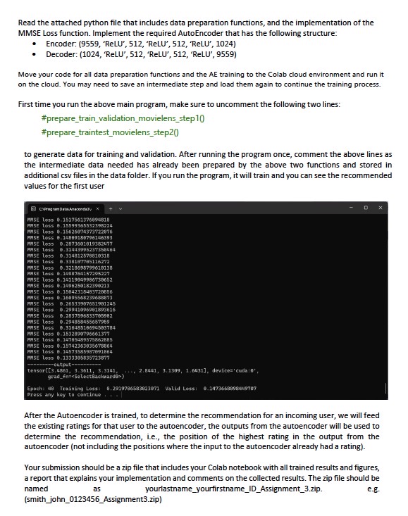 Solved Deep Autoencoder Based Recommender System One Form Of