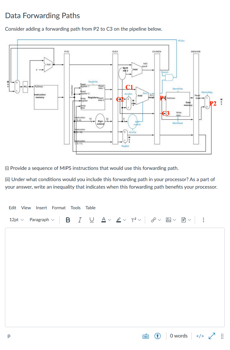 Solved Data Forwarding Paths Consider adding a forwarding | Chegg.com