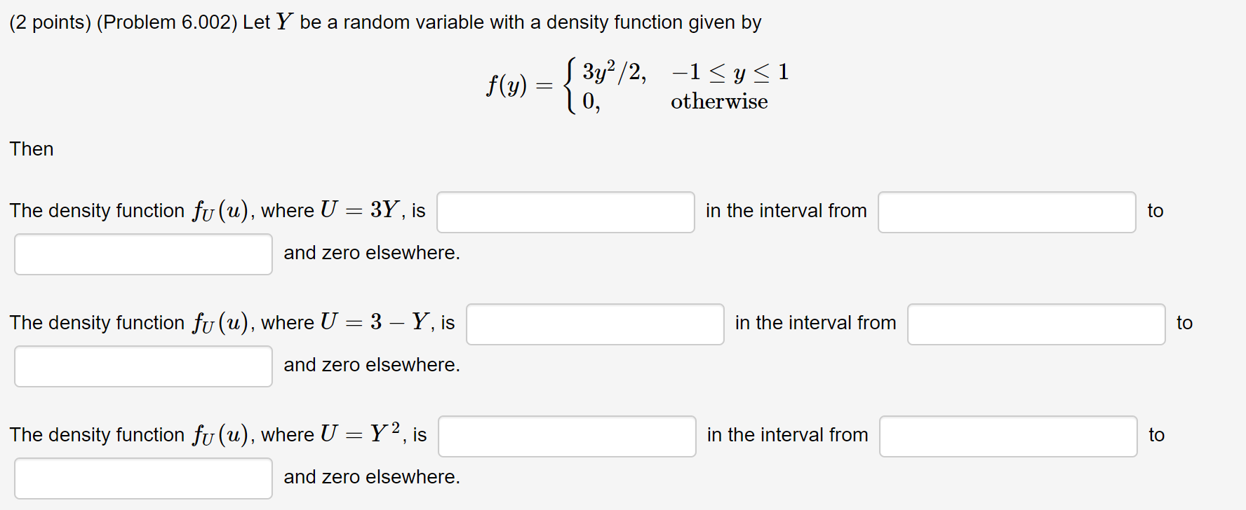 Solved (2 points) (Problem 6.002) Let Y be a random variable | Chegg.com