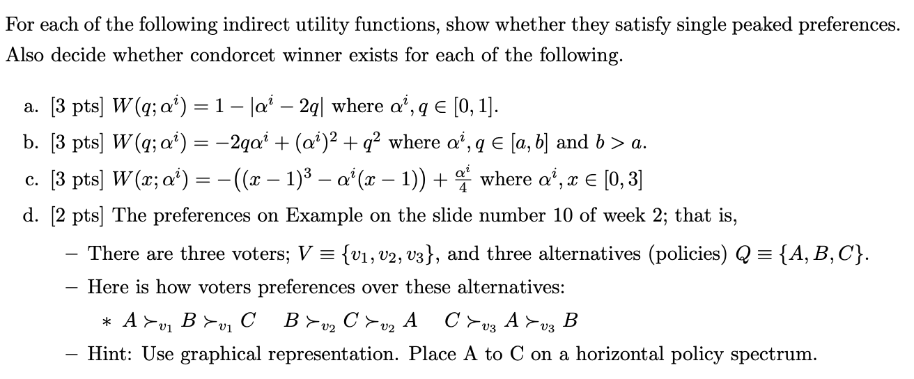 Solved For each of the following indirect utility functions, | Chegg.com