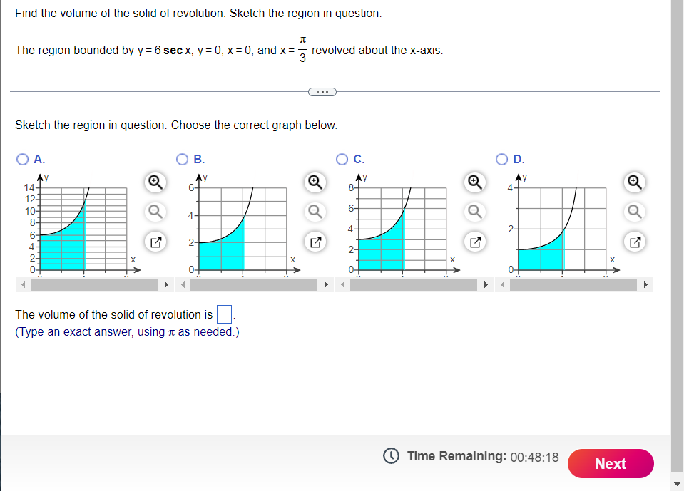 Solved Find the volume of the solid of revolution. Sketch | Chegg.com
