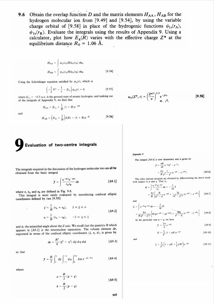 9.6 Obtain the overlap function D and the matrix | Chegg.com