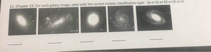 Solved 12. Chapter 23: For each galaxy image, label with the | Chegg.com