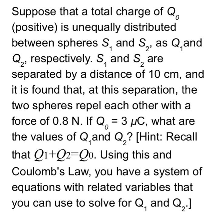 Solved Suppose that a total charge of Q (positive) is | Chegg.com