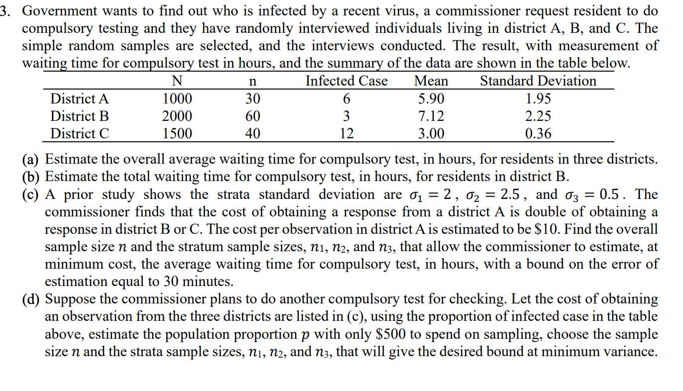 Solved n 3. Government wants to find out who is infected by | Chegg.com