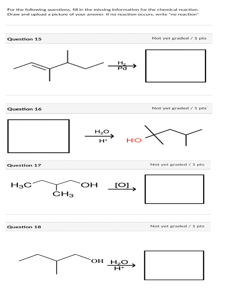 Solved For the following questions, fill in the missing | Chegg.com